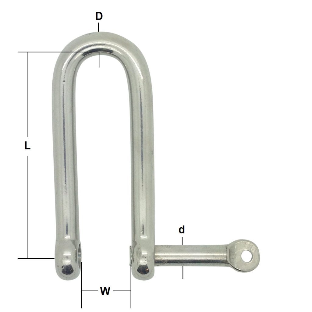 Stainless Steel Captive Pin Long Dee Shackle - Deacon Wire Rope