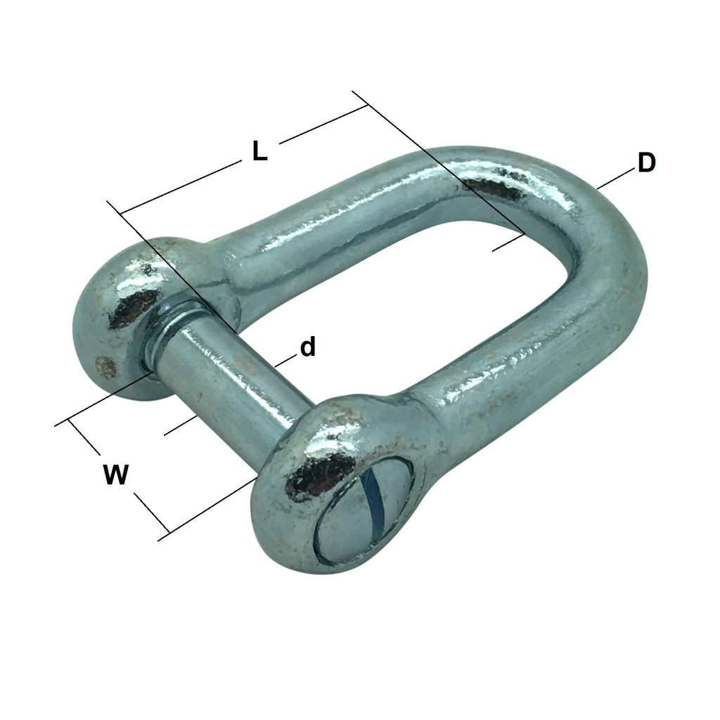 Galvanised Commercial Dee Shackle With Countersunk Pin - Deacon Wire Rope